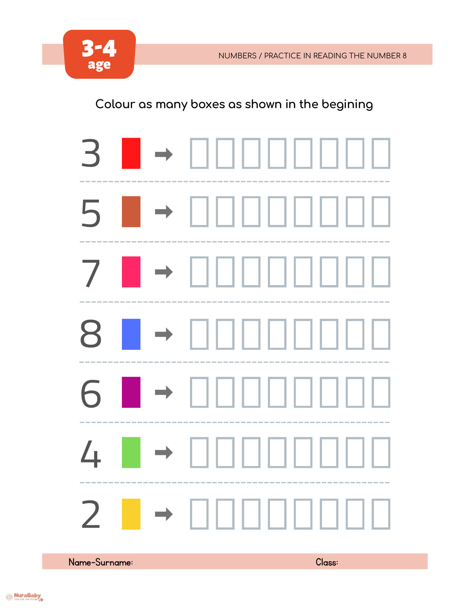 🧮 Fun Number Recognition Activity for Ages 3–4: “Color the Boxes ...