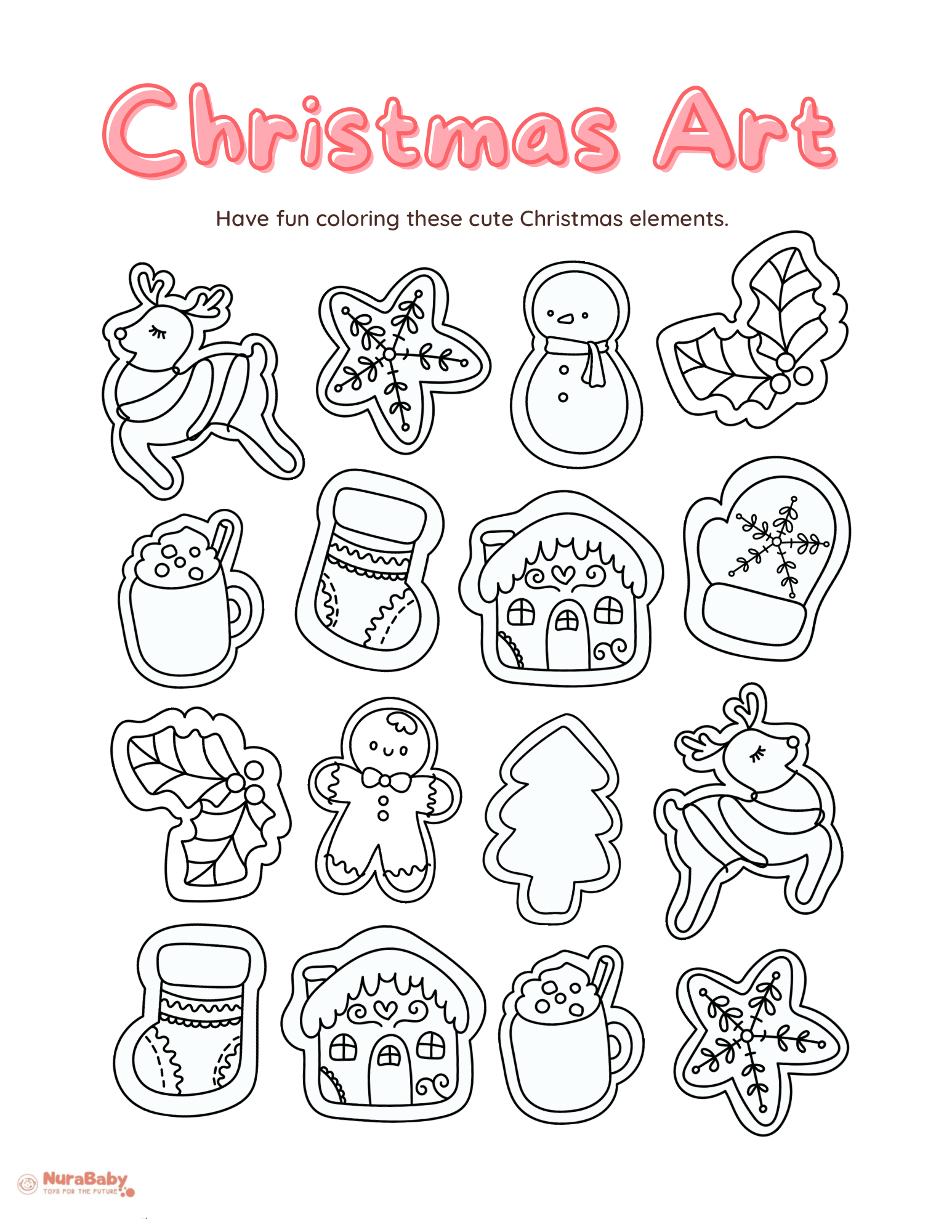 Christmas Art Coloring Pages for Kids: Fun, Creative Festive Holiday A ...
