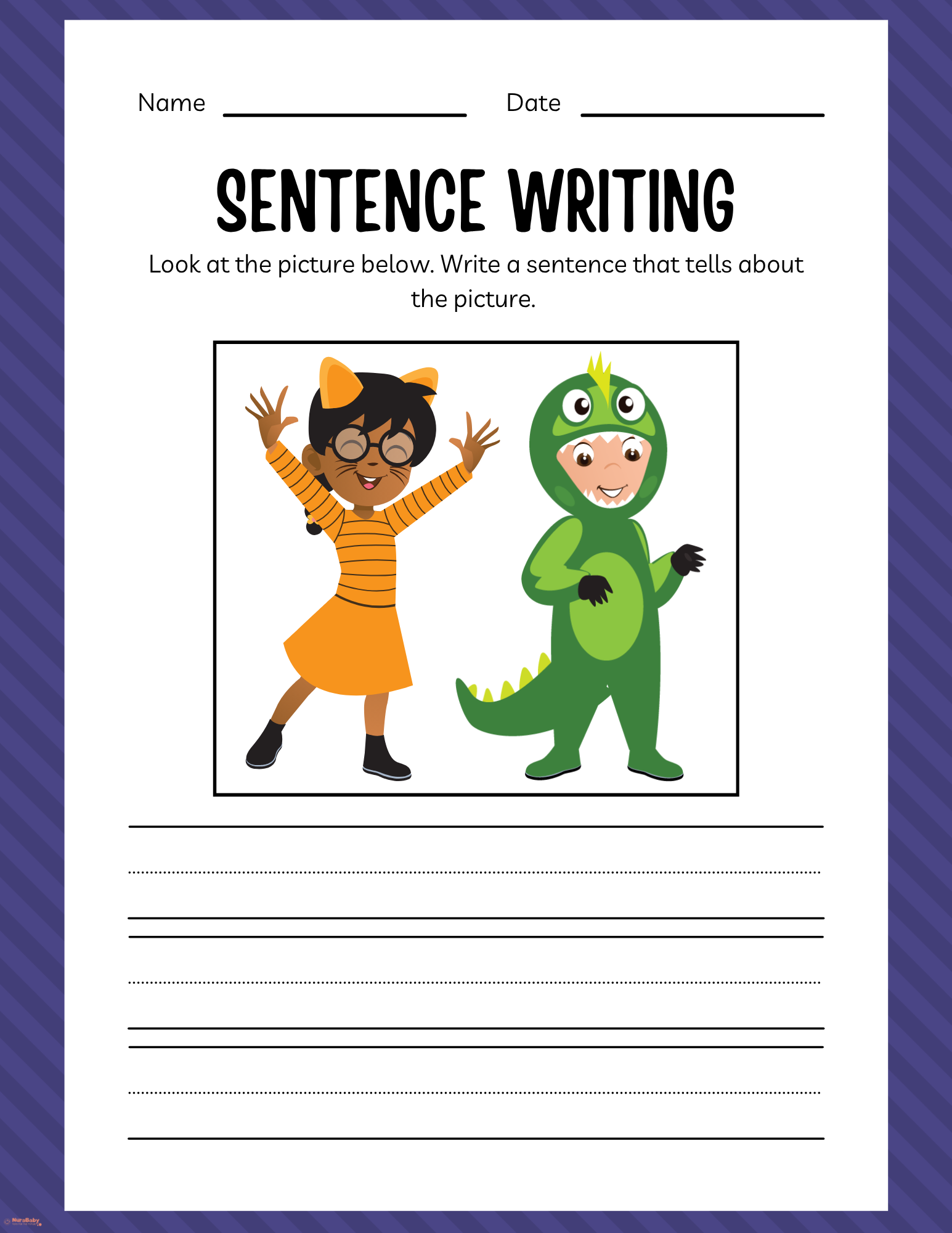 Halloween Sentence Writing Worksheet for Kids | Free Printable - Nura Baby