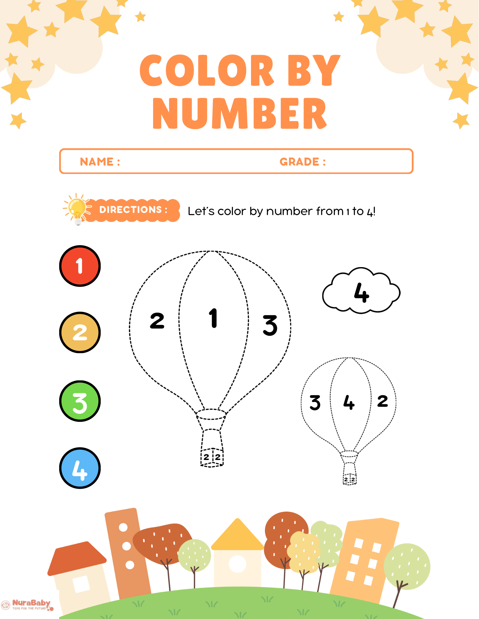 Fun Color by Number - Easy Shapes for Toddlers! - Nura Baby